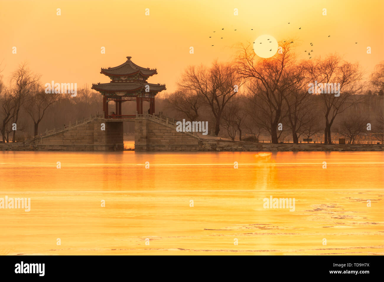 The winter sunset scenery of the Beijing Summer Palace Stock Photo - Alamy