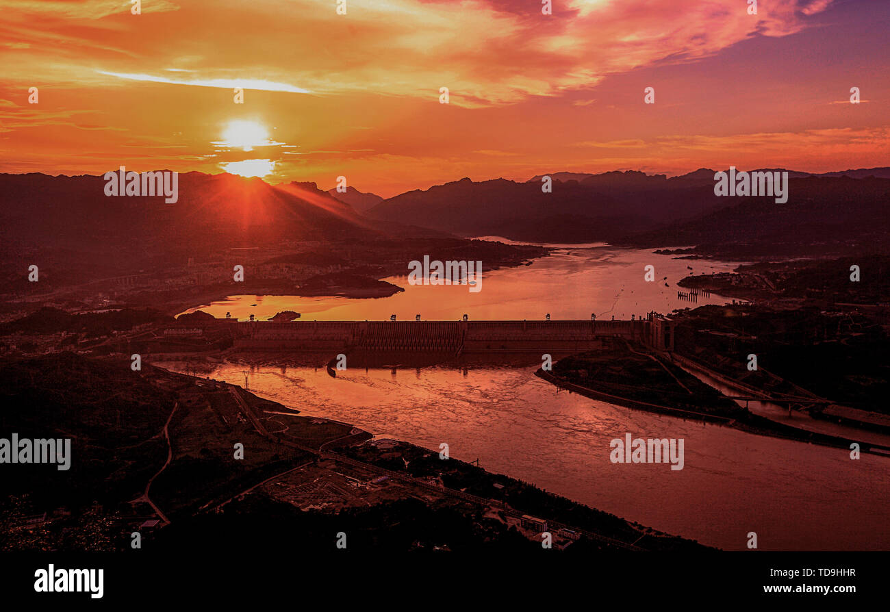 The Three Gorges Project under the sunset Stock Photo - Alamy