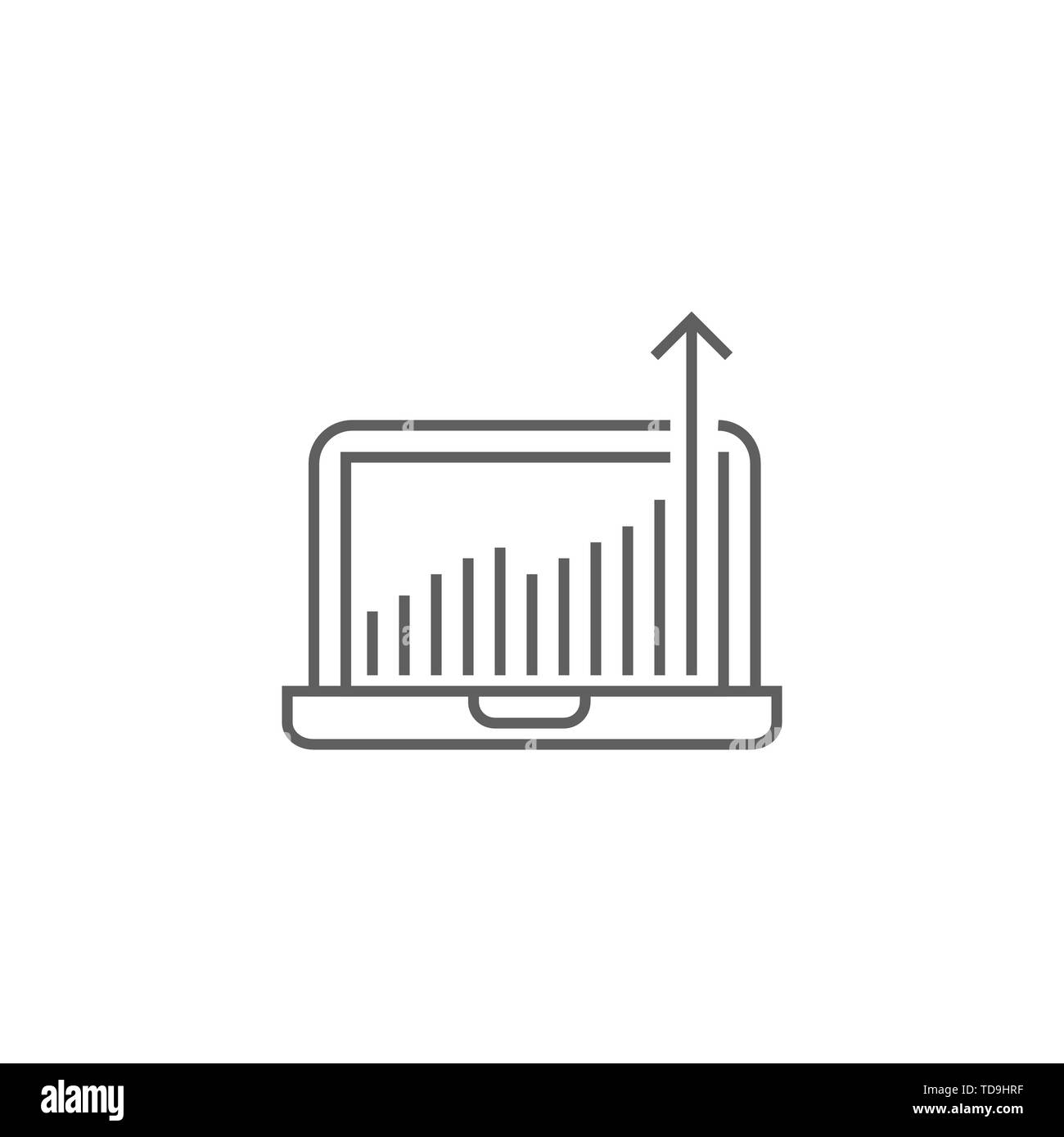 Growth Traffic Related Vector Thin Line Icon. Isolated on White ...
