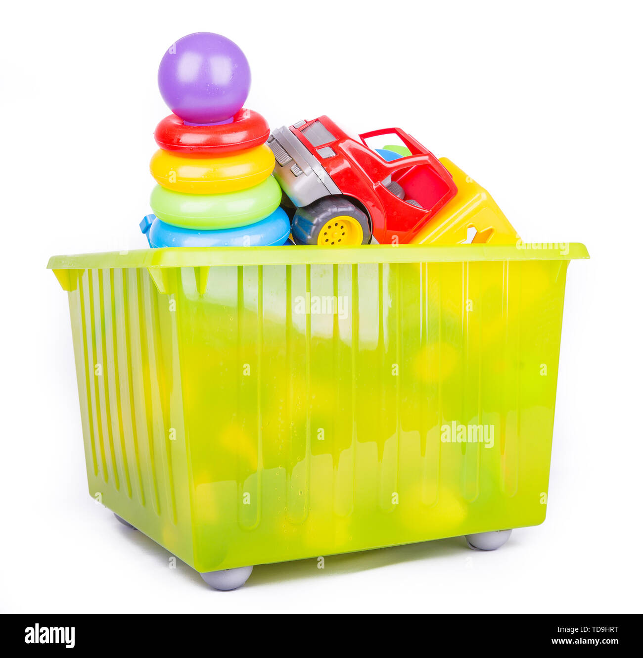 Plastic container with toys for kids Stock Photo - Alamy