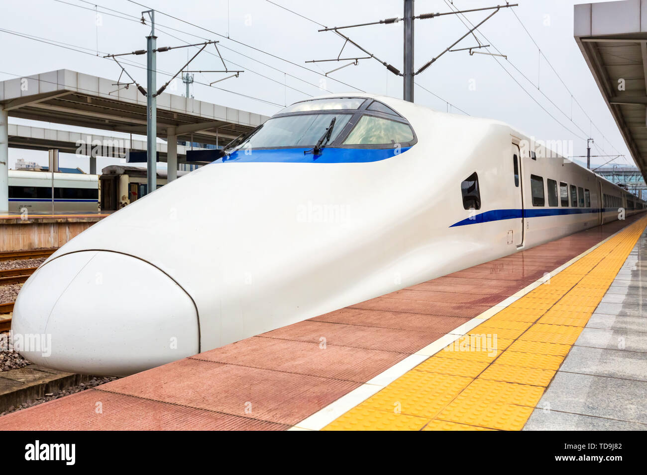 Harmony high-speed rail EMU train enters station Stock Photo - Alamy
