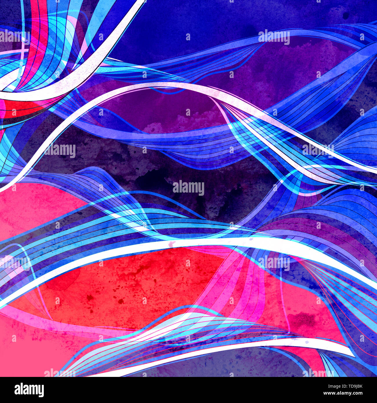 Abstract beautiful linear wave graphics over dark background Stock ...