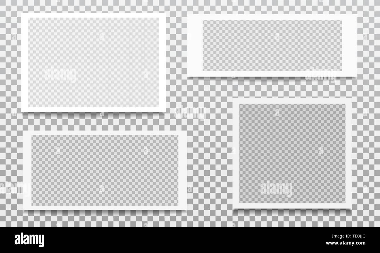 Set of white rectangular paper frames with soft shadow for text or ...