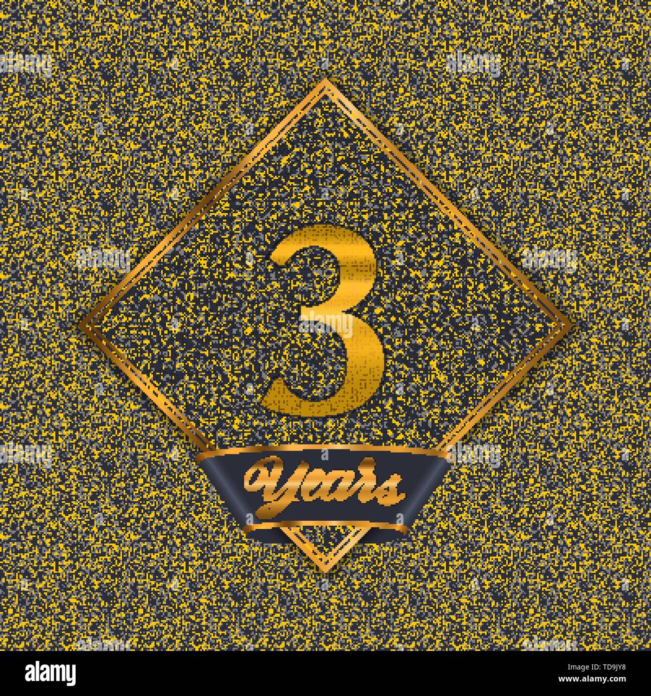 Golden number three years (3 years) celebration design. Anniversary ...