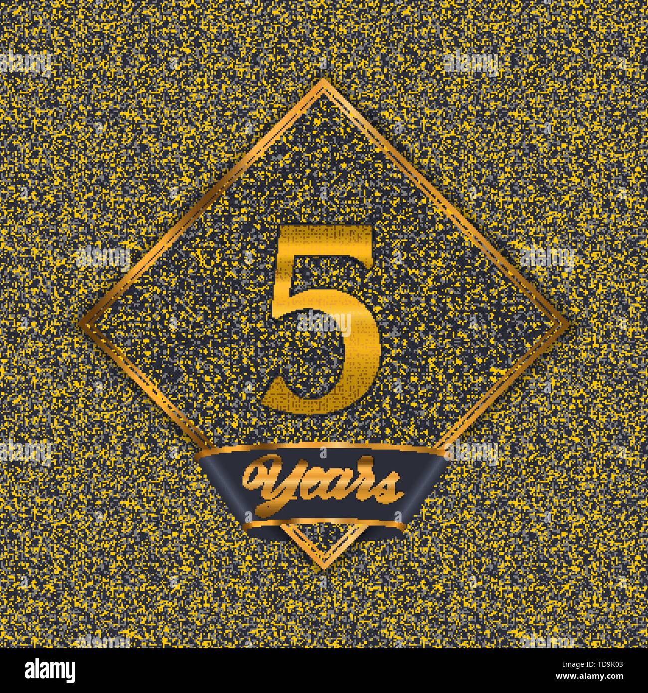 Golden number five years (5 years) celebration design. Anniversary ...
