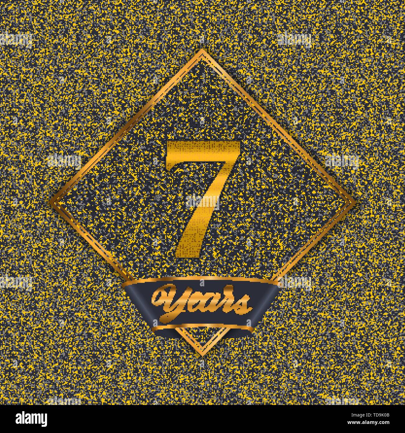 Golden number seven years (7 years) celebration design. Anniversary ...