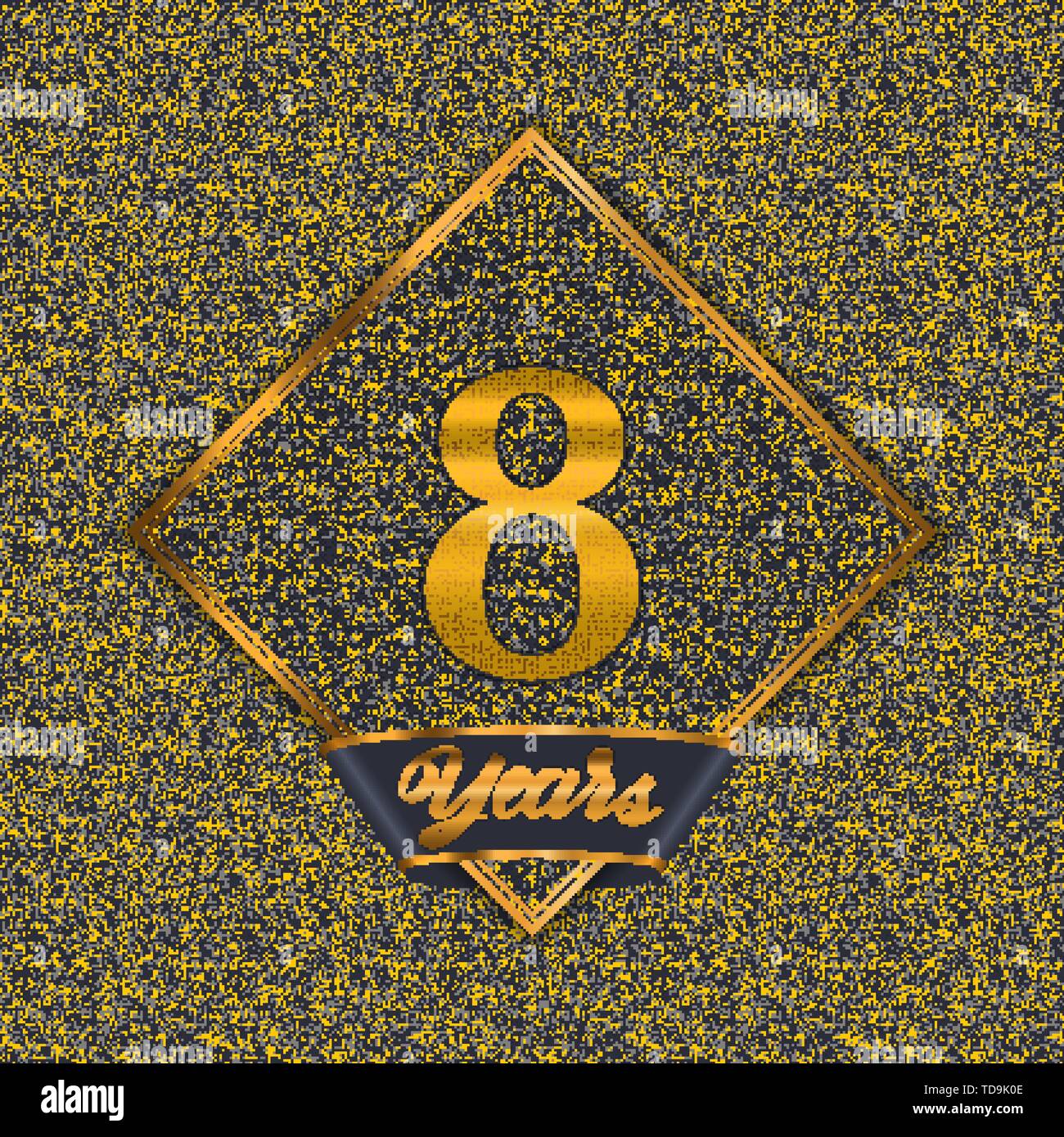Golden number eight years (8 years) celebration design. Anniversary ...