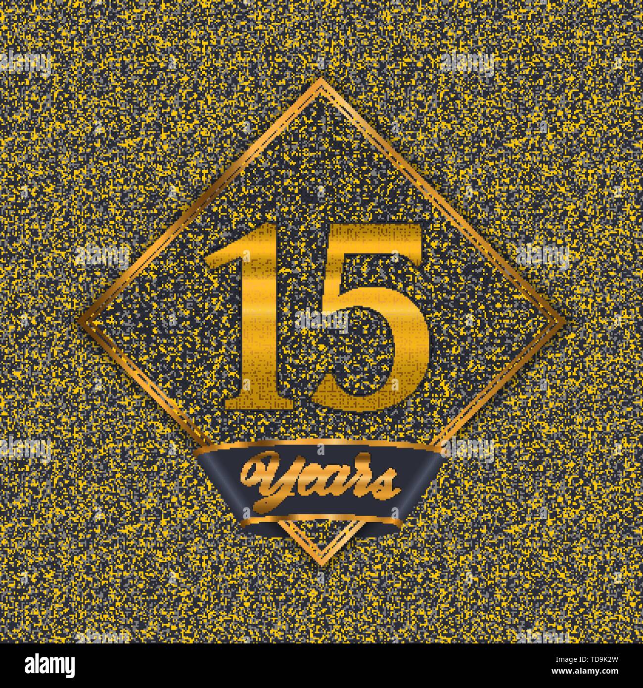 Golden number fifteen years (15 years) celebration design. Anniversary ...