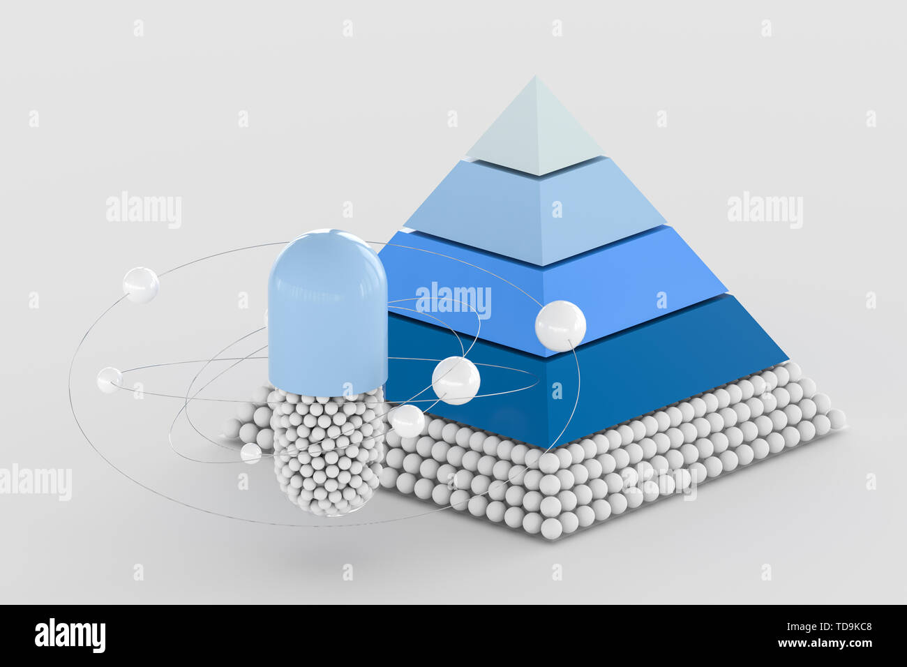 Statistical pyramids with capsules, three-dimensional rendering Stock ...
