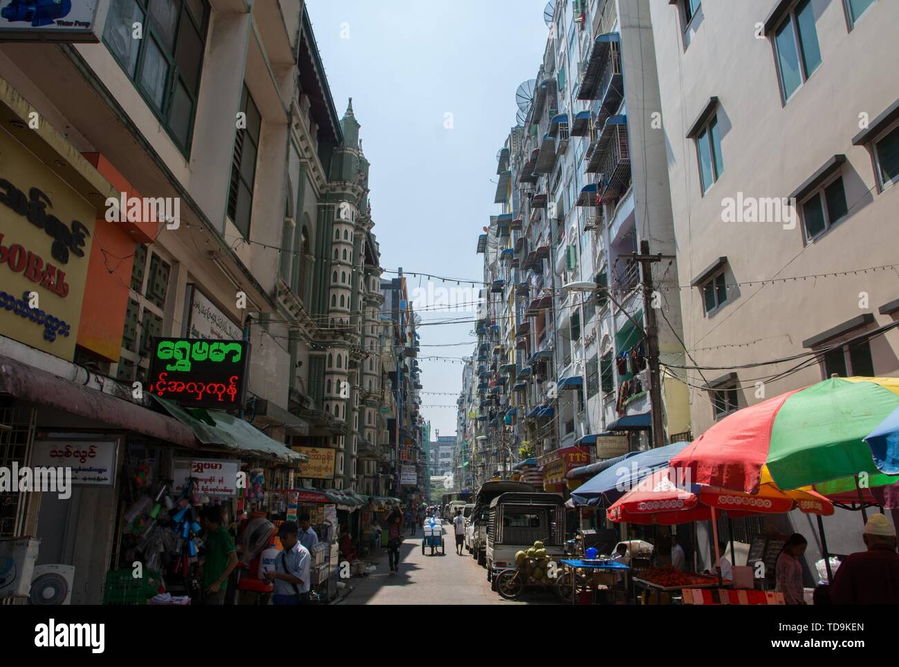 Street view of Yangon, Myanmar Stock Photo - Alamy