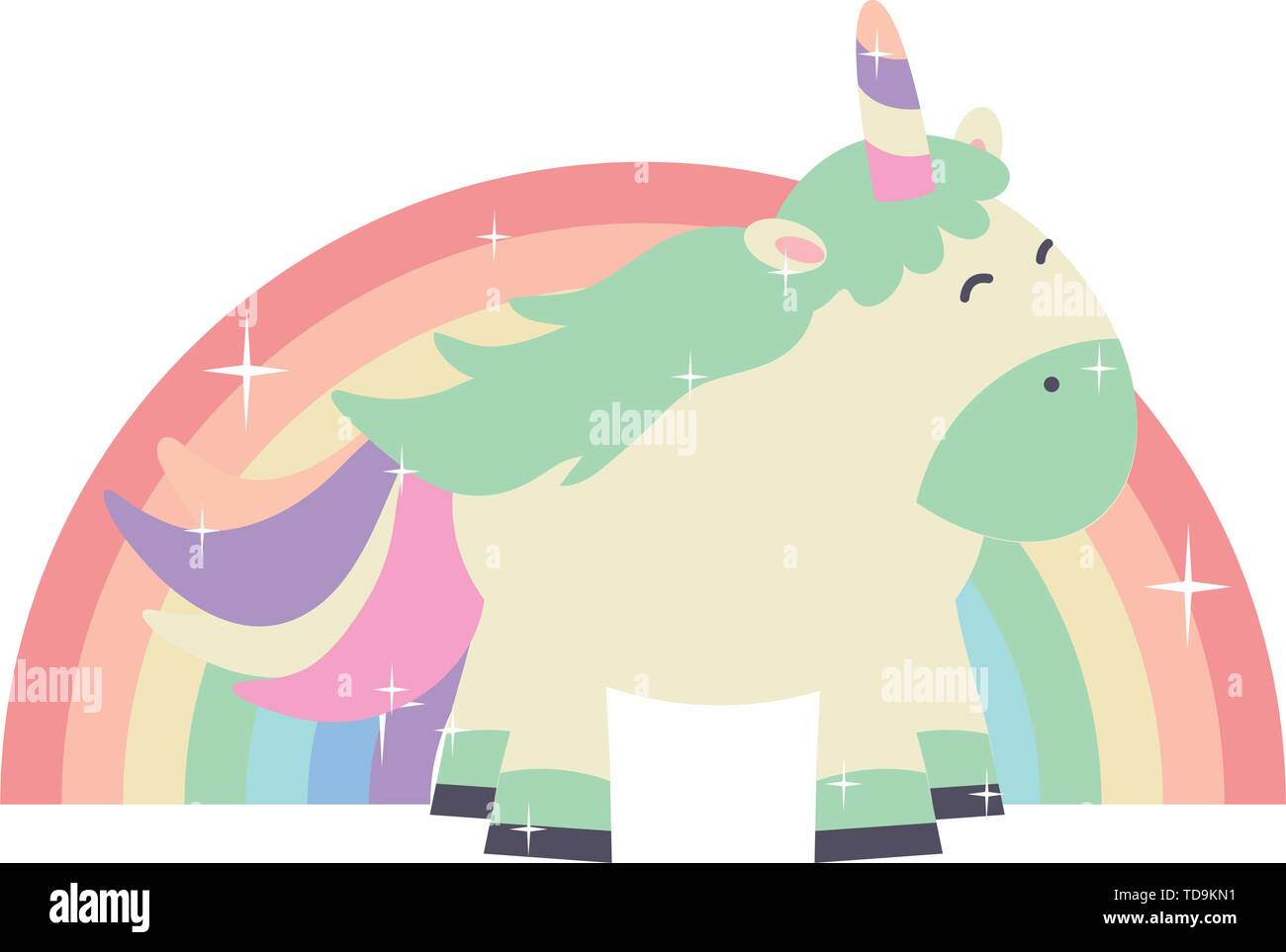 cute adorable unicorn and rainbow vector illustration design Stock ...