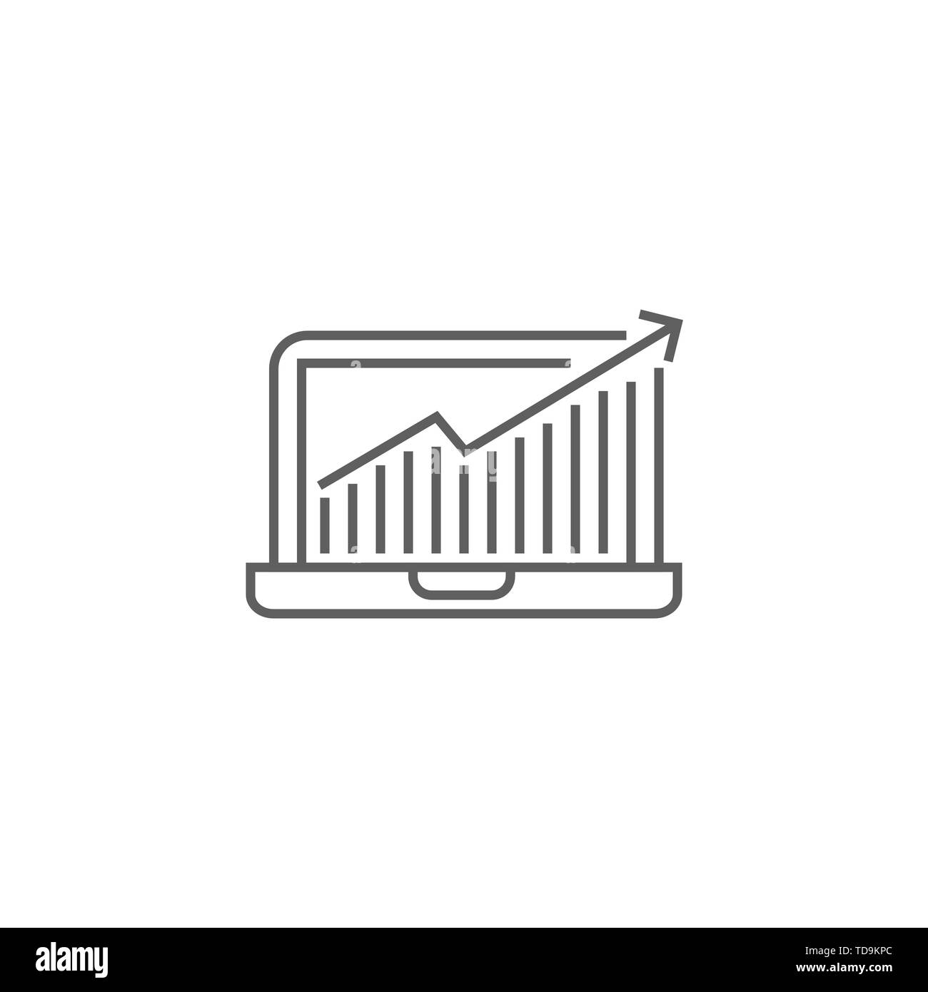 Growth Traffic Related Vector Thin Line Icon. Isolated on White ...