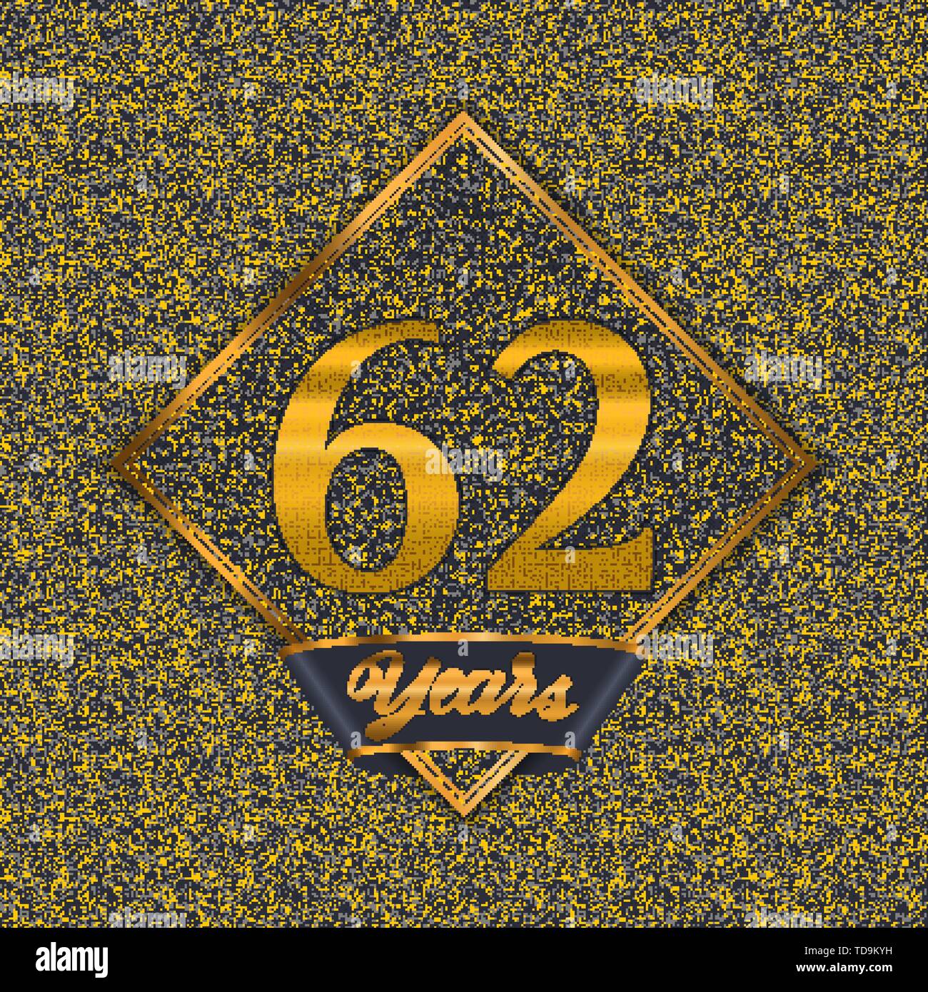 Golden number sixty-two years (62 years) celebration design ...