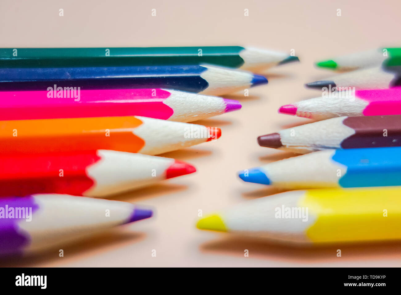 A neatly arranged colored pencil Stock Photo - Alamy