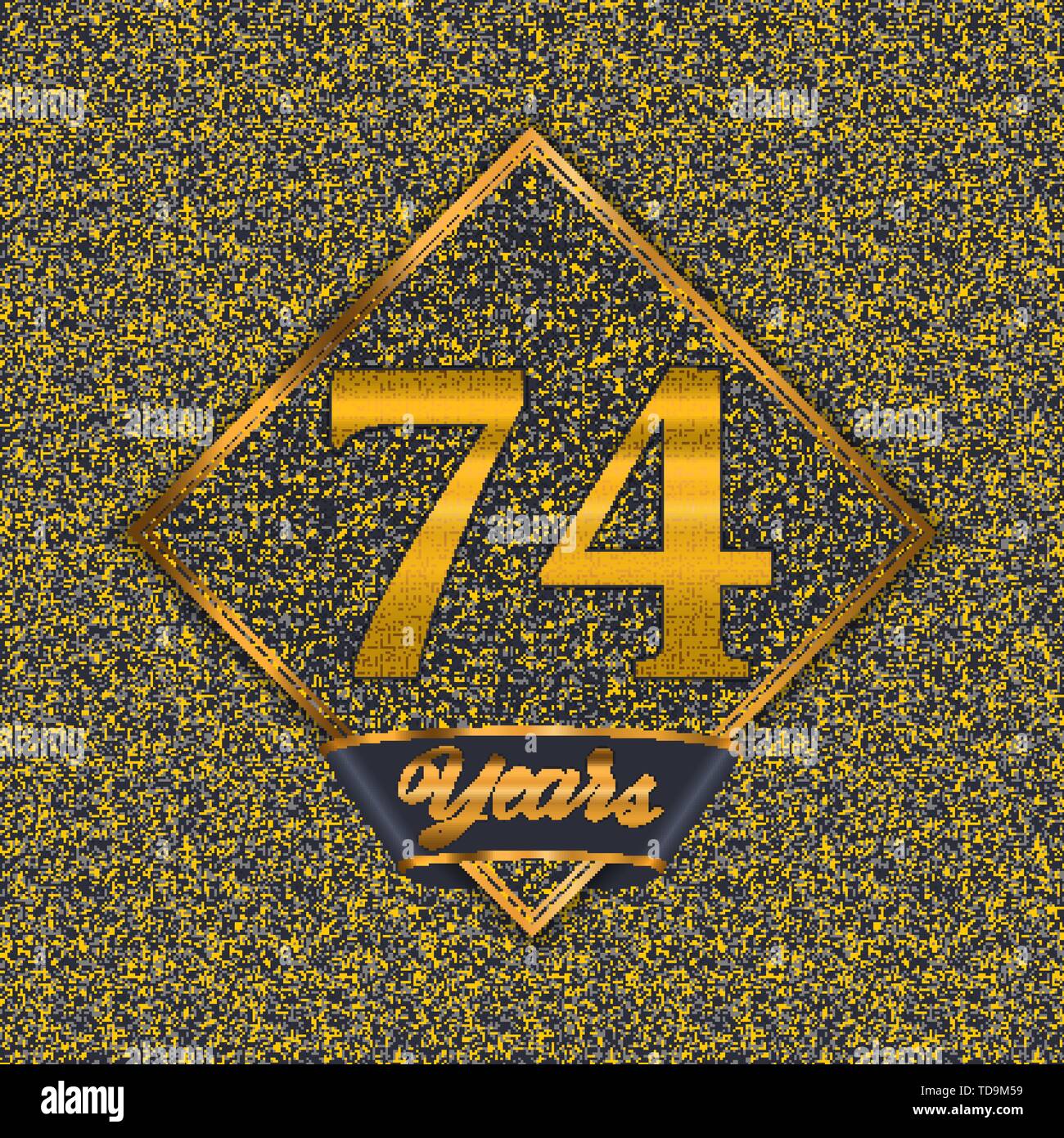 Golden number seventy-four years (74 years) celebration design ...