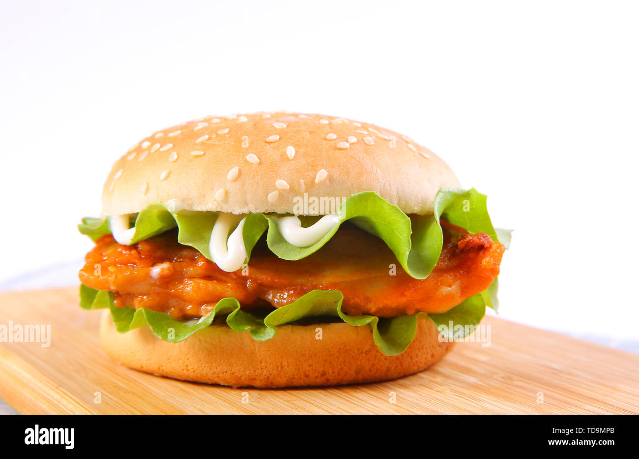 Chicken chop burger Stock Photo - Alamy