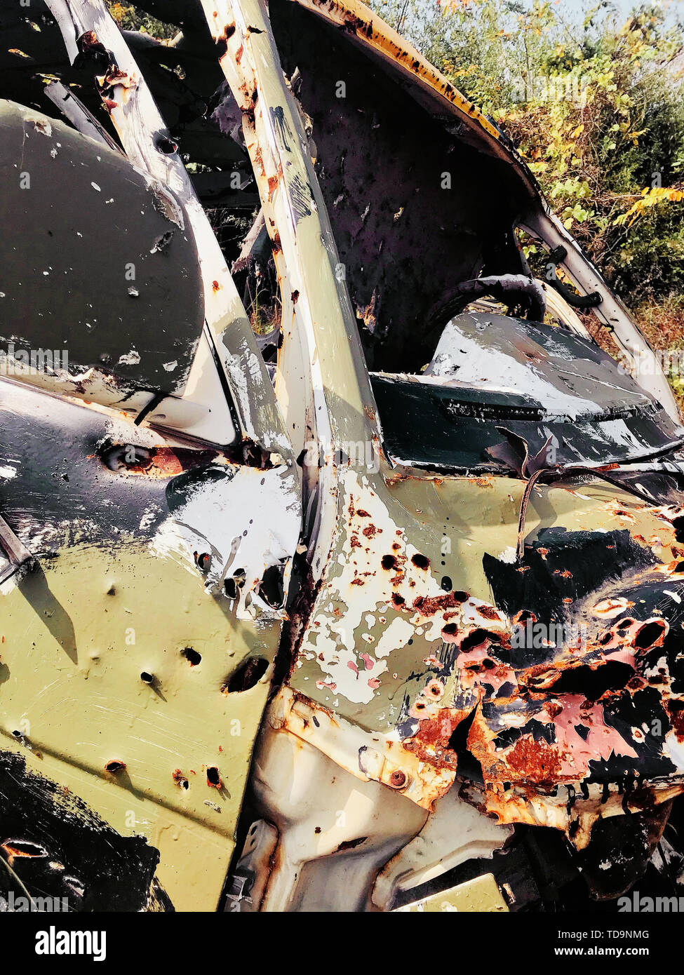 An armored vehicle that was shot through Stock Photo - Alamy