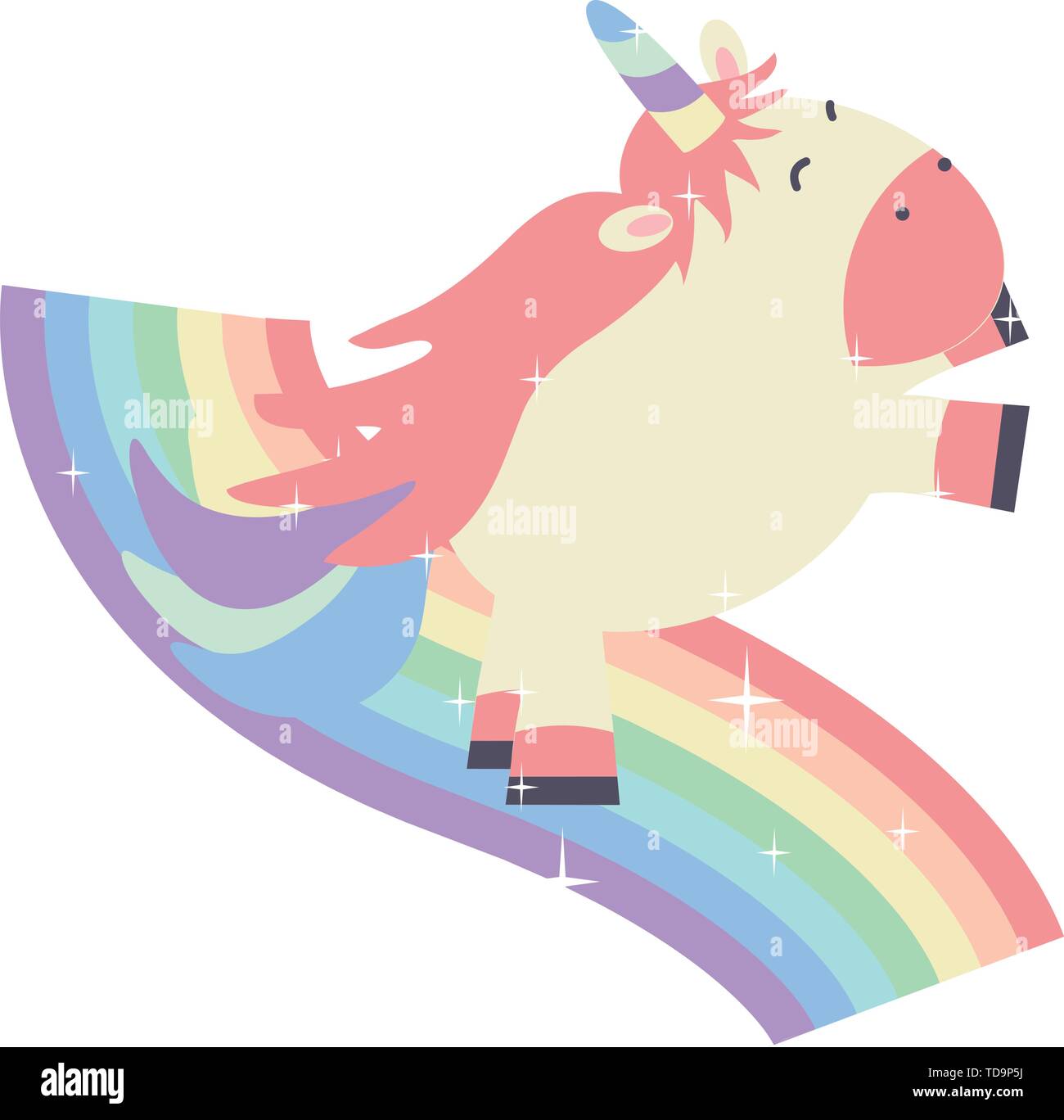 cute adorable unicorn and rainbow vector illustration design Stock ...