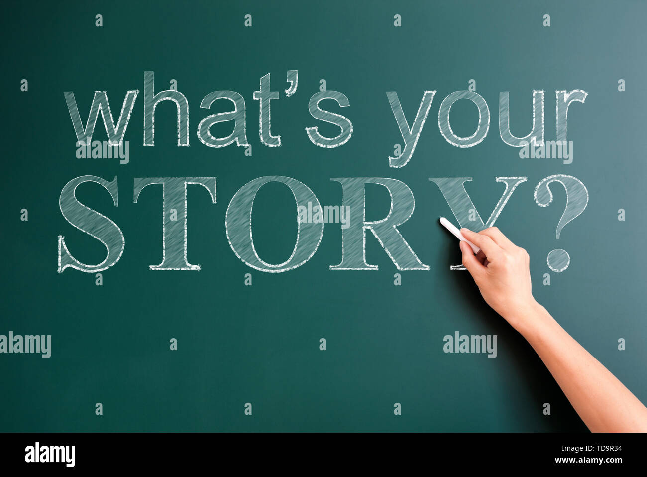 what's your story written on blackboard Stock Photo - Alamy