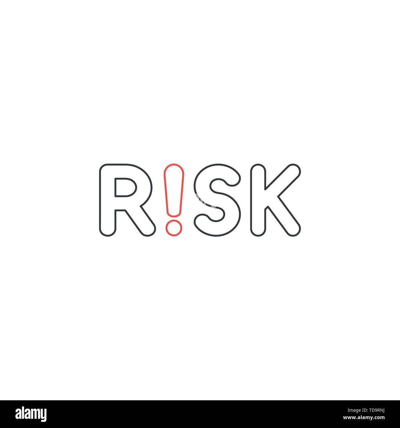 Vector icon concept of risk text with exclamation mark. White ...