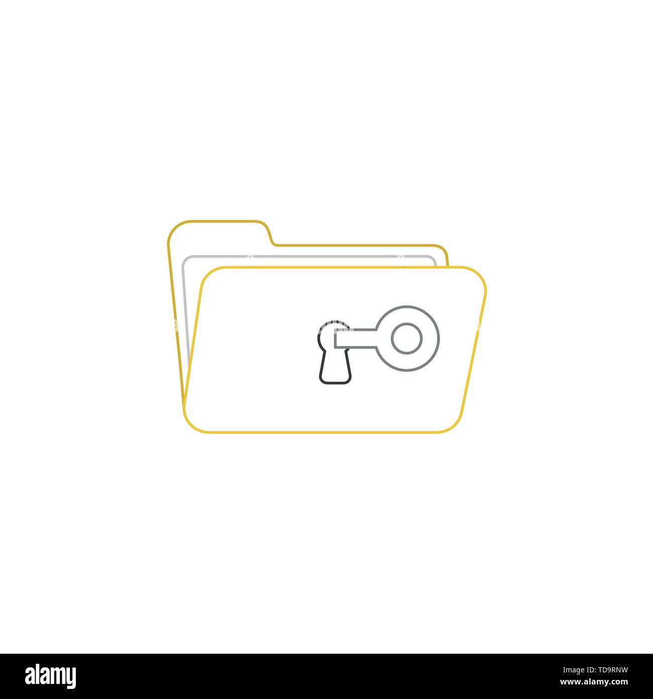Vector icon concept of key unlock folder keyhole. White background and ...