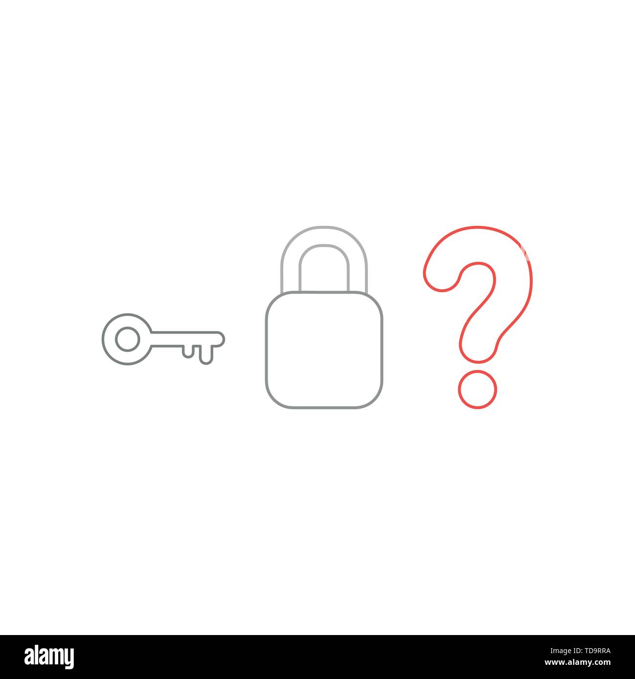 Vector icon concept of key with closed padlock without keyhole and ...