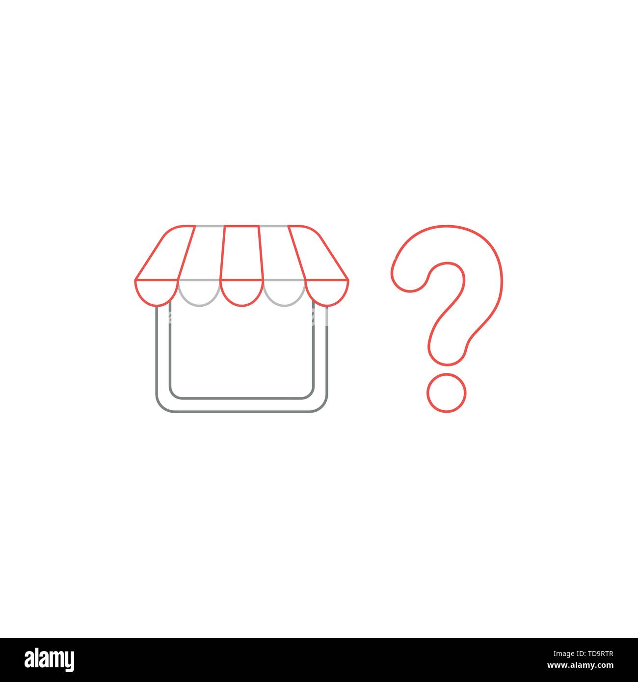 Vector icon concept of shop store with question mark. White background ...