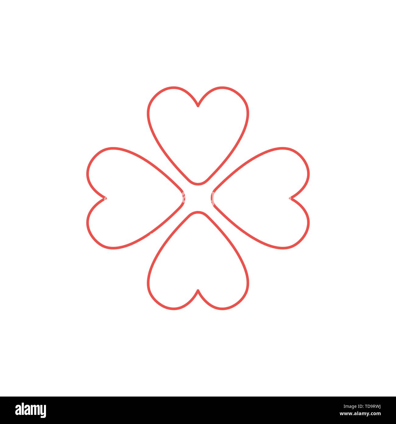 Vector icon concept of rotated four hearts. White background and ...