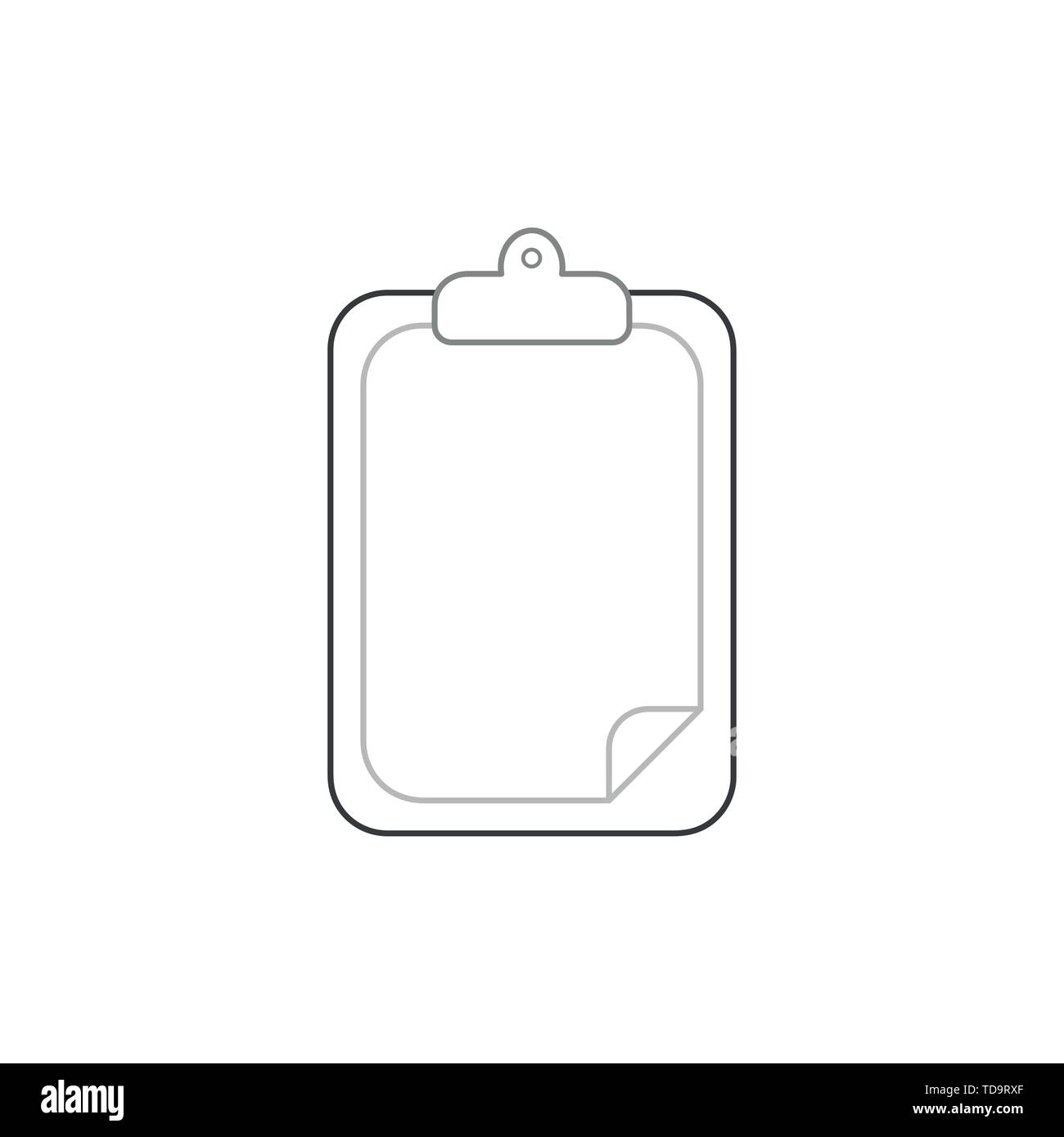 Vector icon concept of clipboard with blank paper. White background and ...