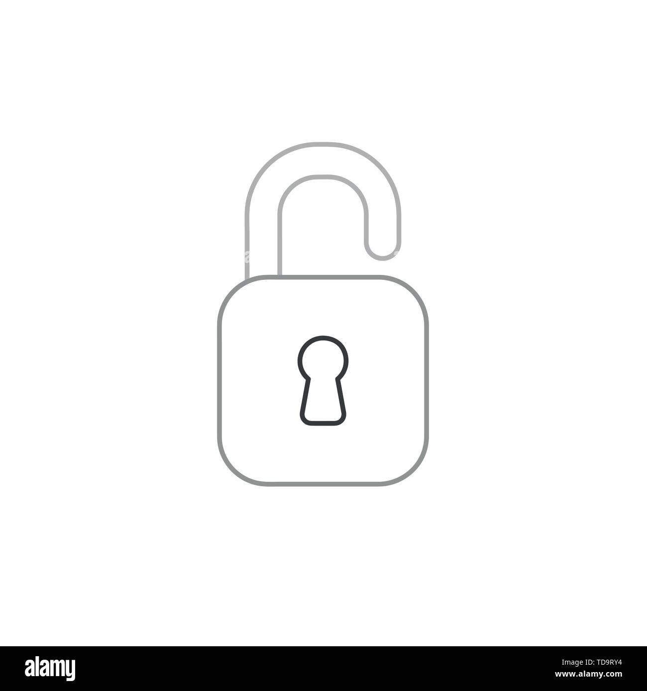 Vector icon of opened, unlocked padlock. White background and colored ...