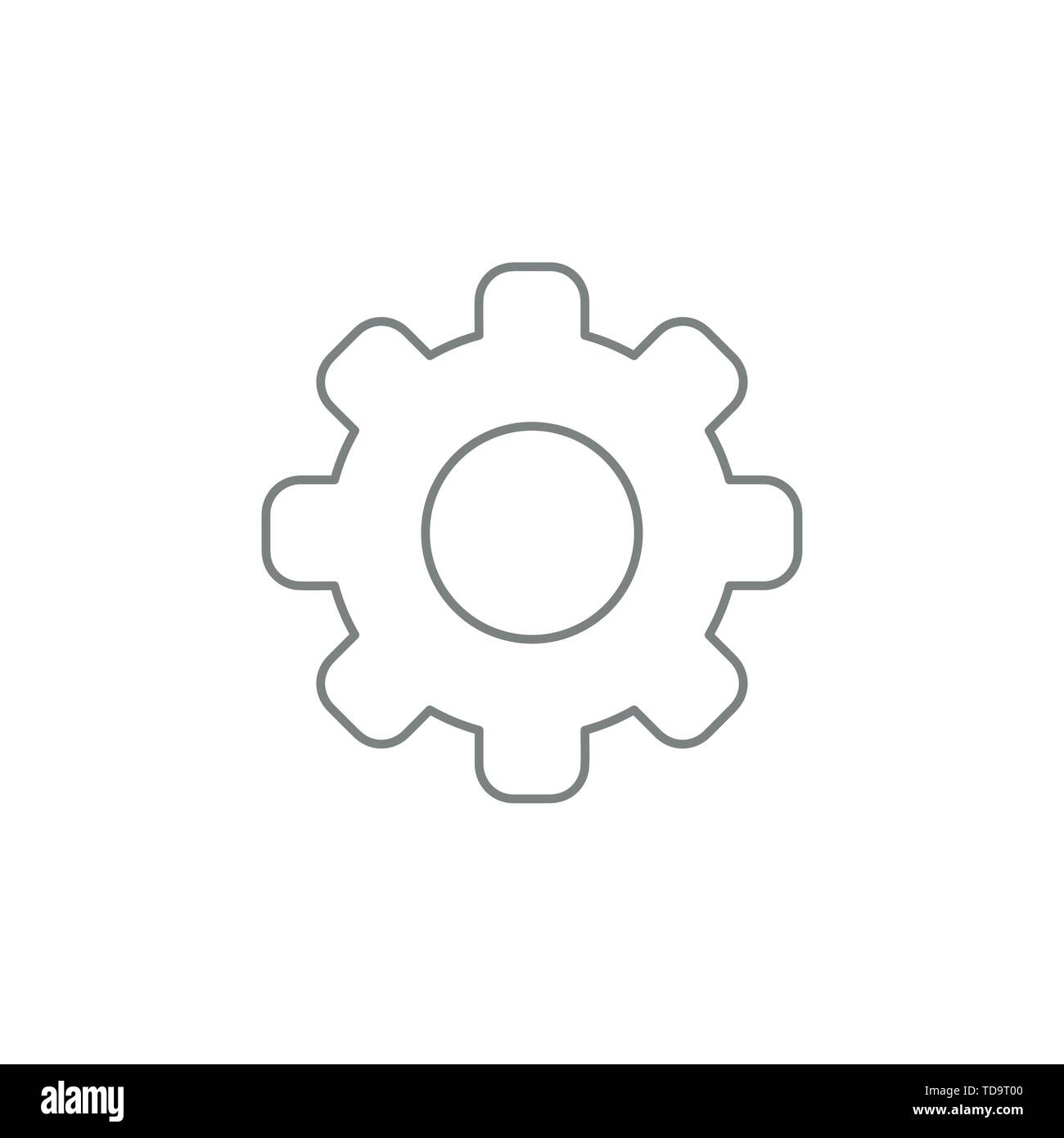 Vector icon of grey gear. White background and colored outlines Stock ...