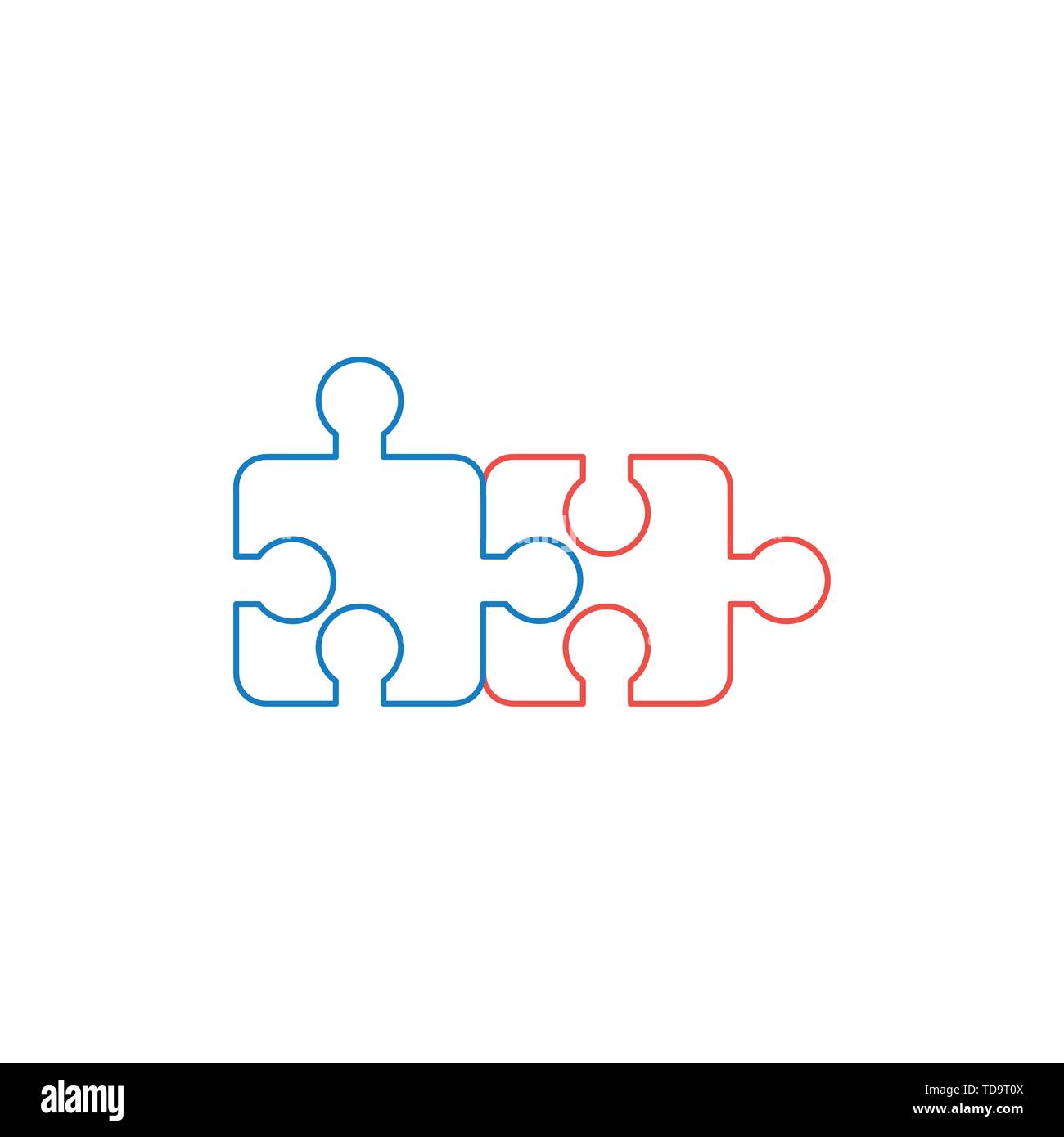 Vector icon concept of two puzzle pieces connected. White background ...