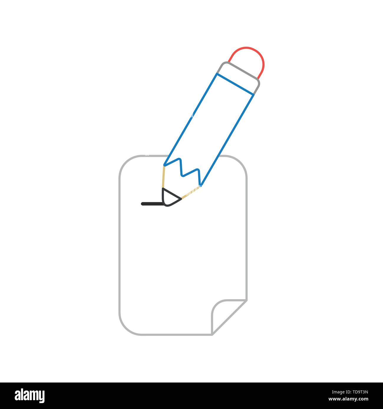 Vector icon concept of writing paper with pencil. White background and ...