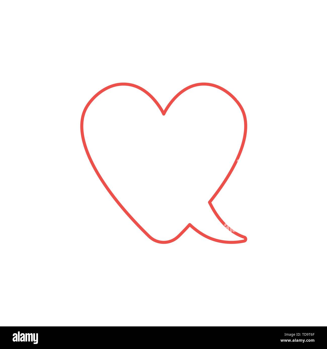 Vector icon concept of heart-shaped speech bubble. White background and ...