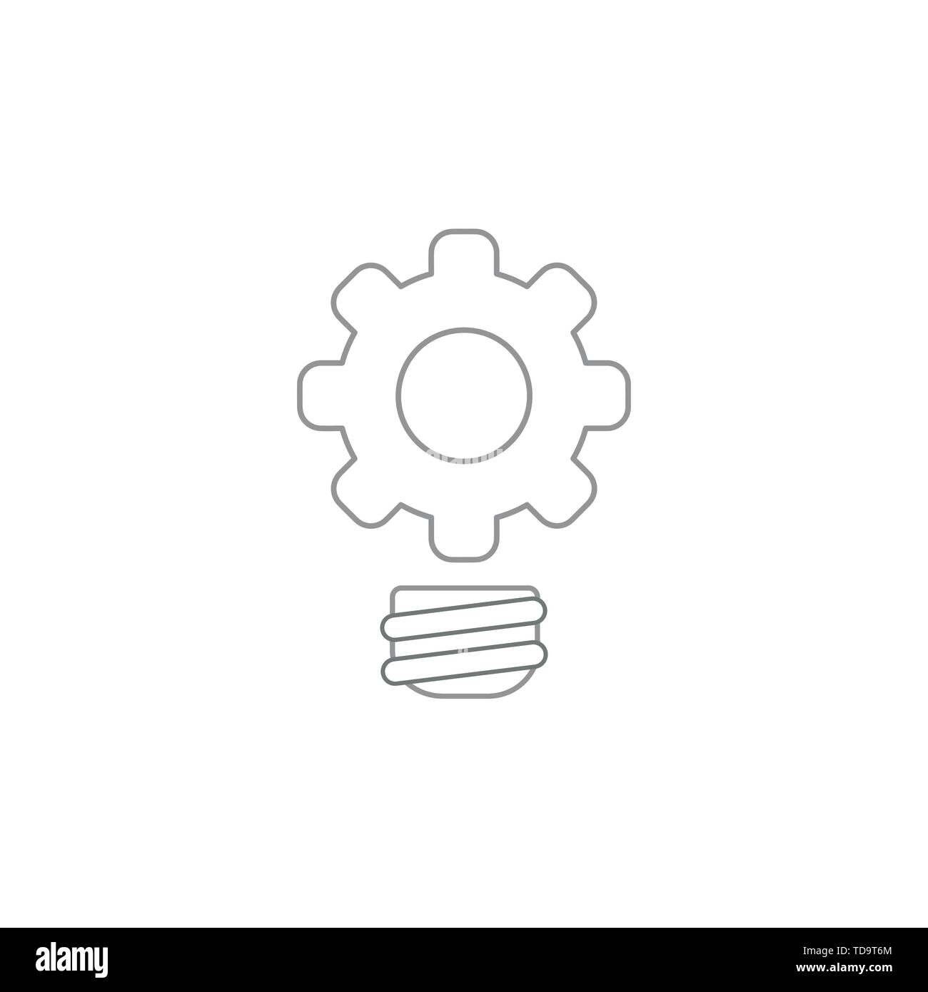 Vector icon concept of gear light bulb. White background and colored ...