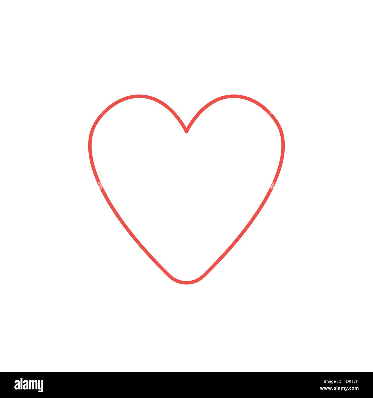 Vector icon of heart shape. White background and colored outlines Stock ...