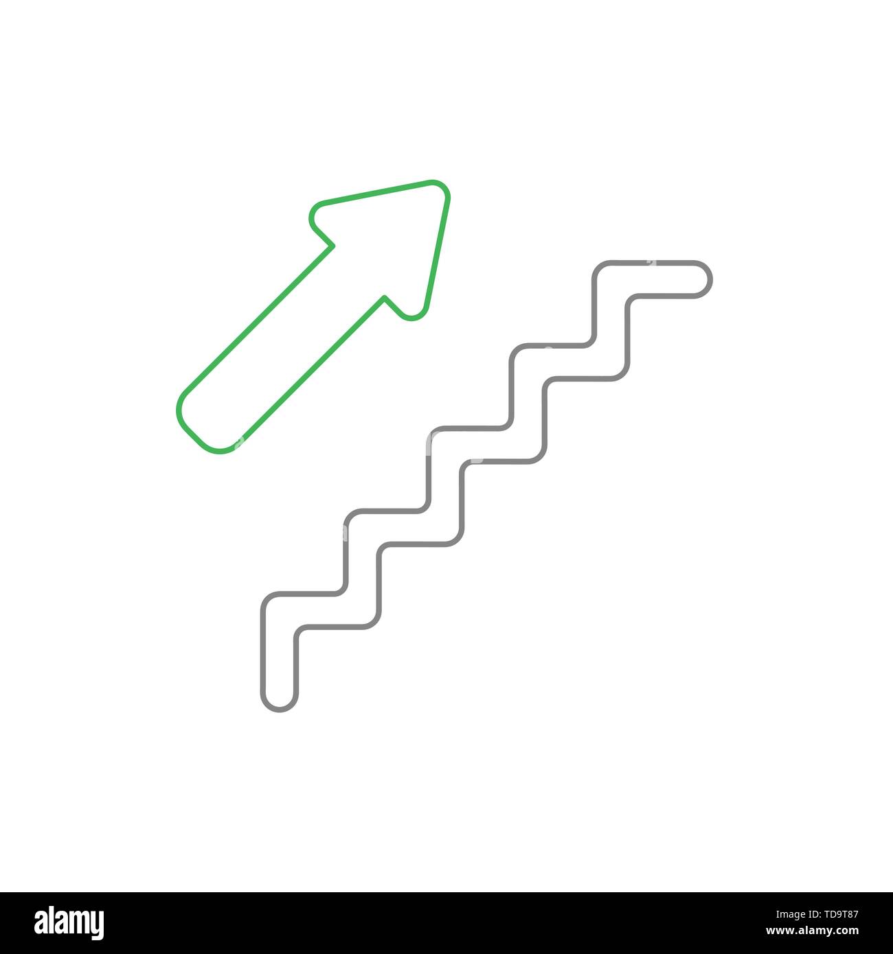 Vector icon concept of stairs with arrow pointing up. White background ...