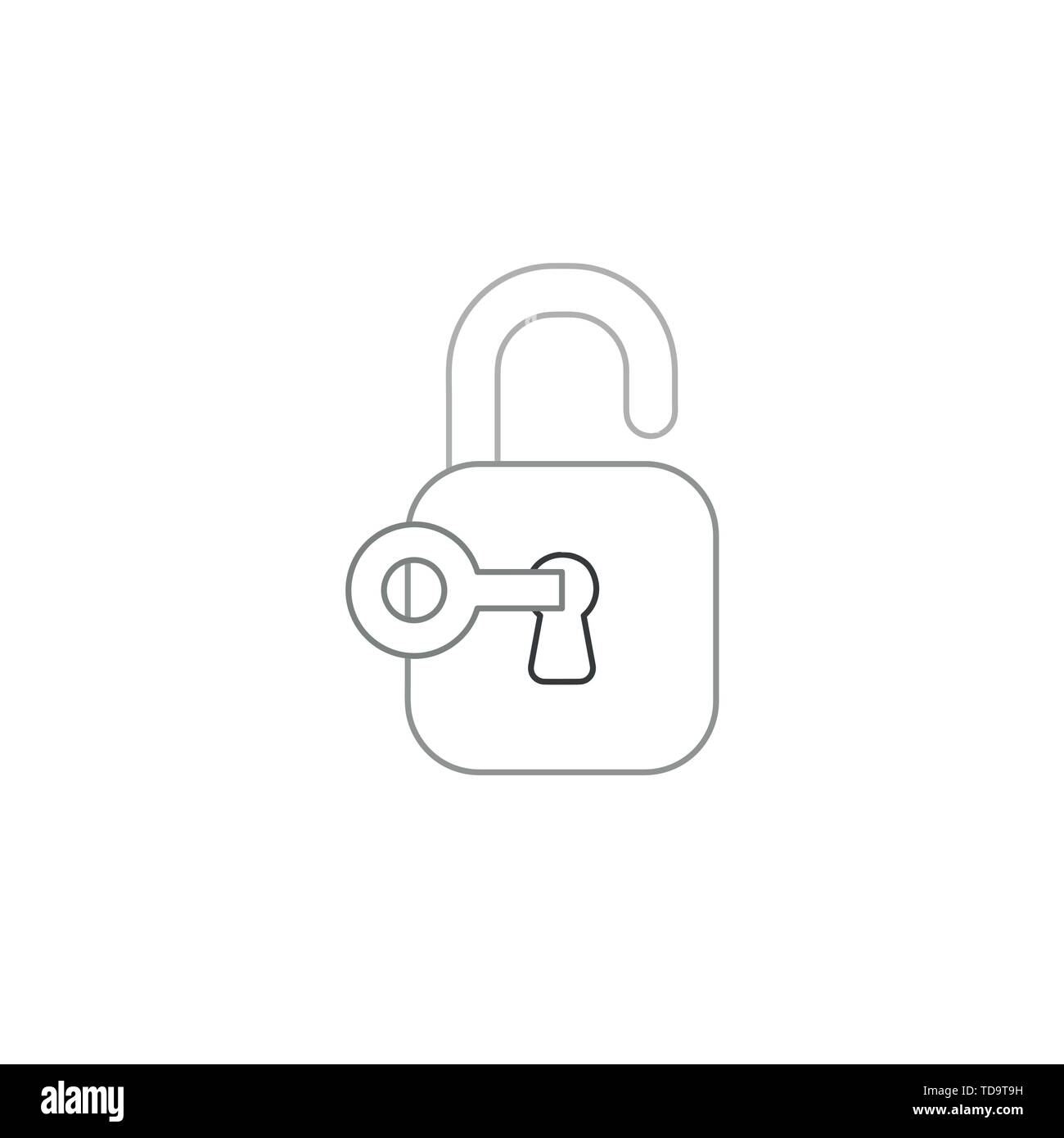 Vector icon concept of key unlocked padlock. White background and ...