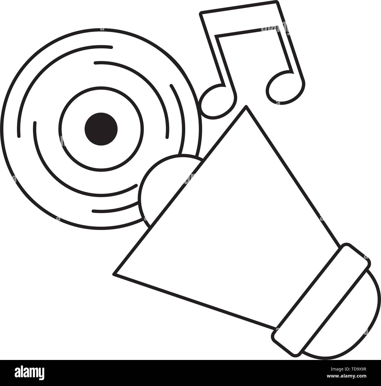 megaphone and vinyl music festival on white background Stock Vector ...