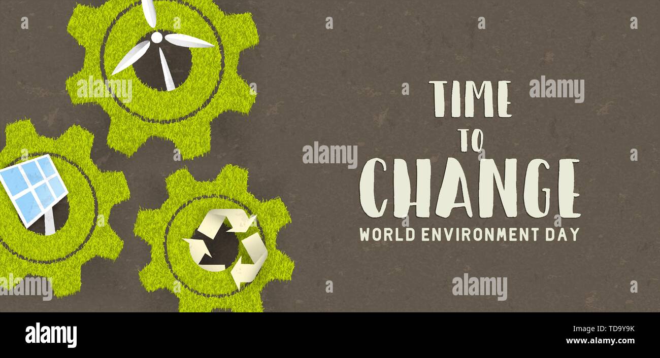 World Environment Day illustration for green technology concept ...