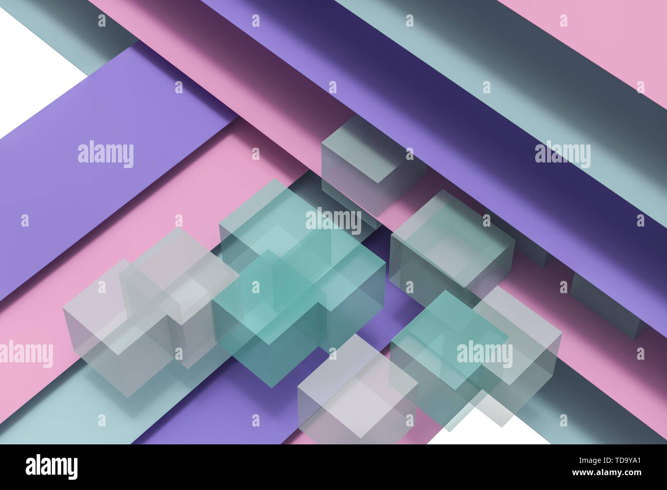 Colorful paper pieces combined with squares, three-dimensional ...