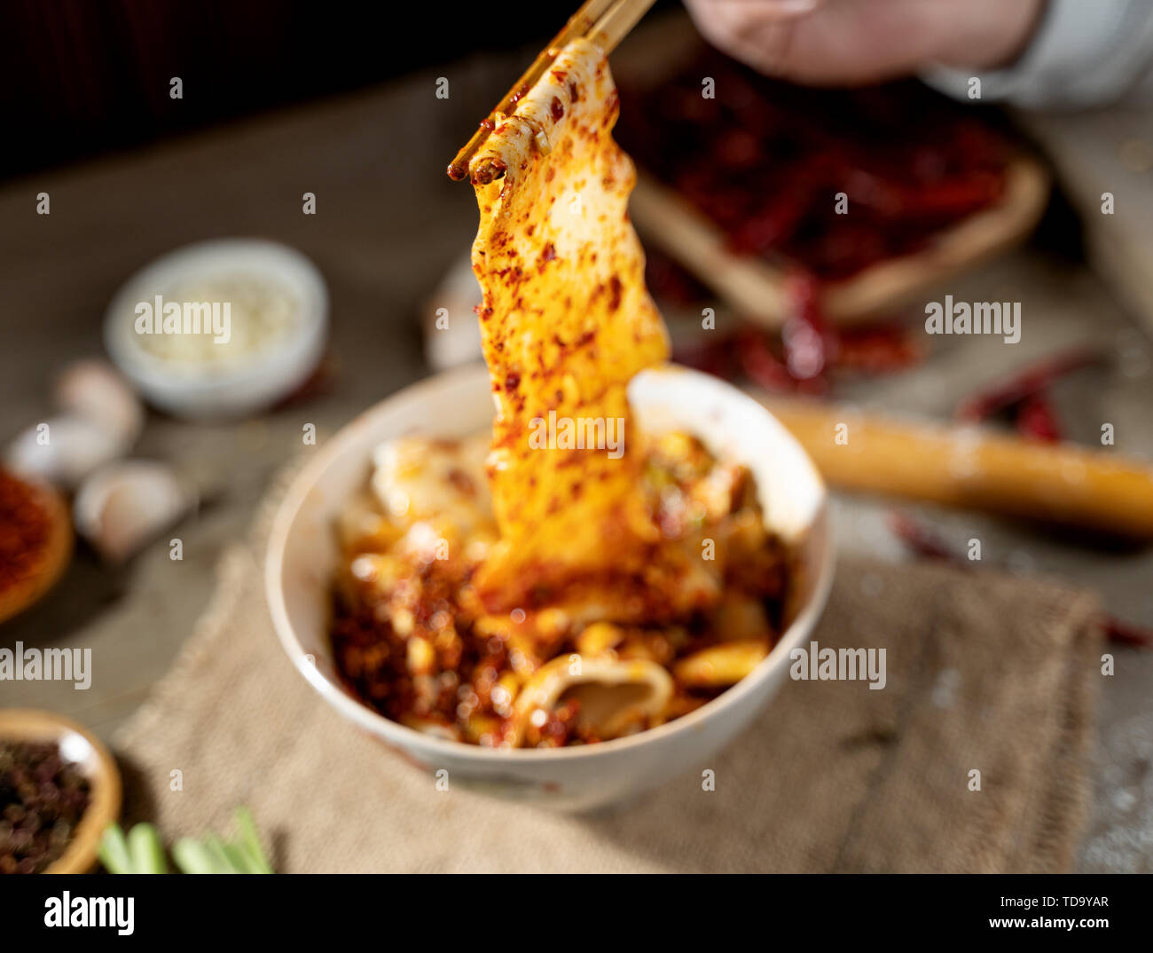 Shaanxi oil splash noodles Stock Photo - Alamy