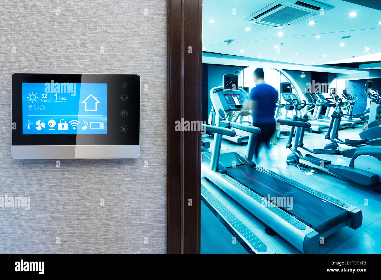 smart screen with smart home with modern gym Stock Photo - Alamy