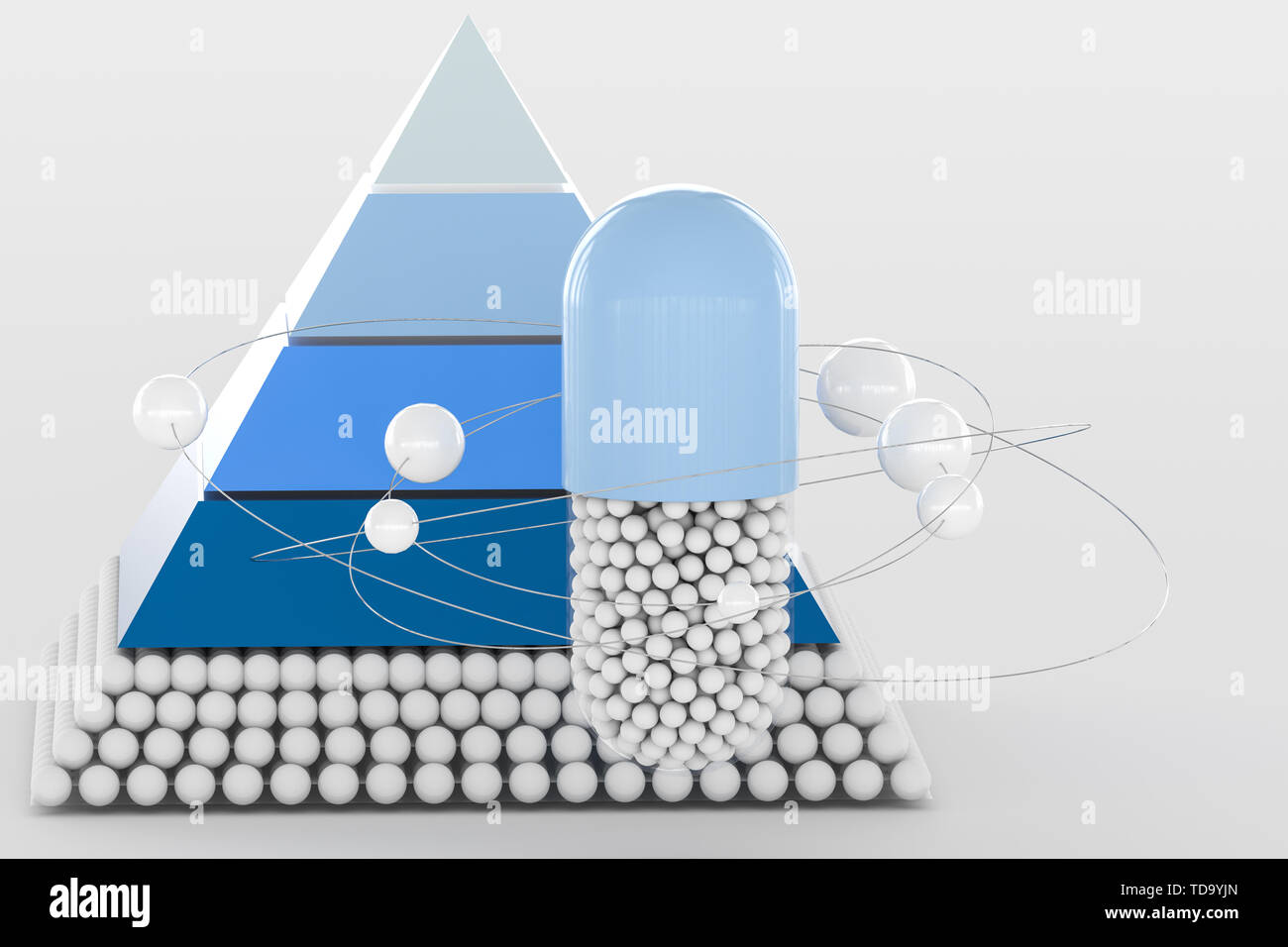 Statistical pyramids with capsules, three-dimensional rendering Stock ...