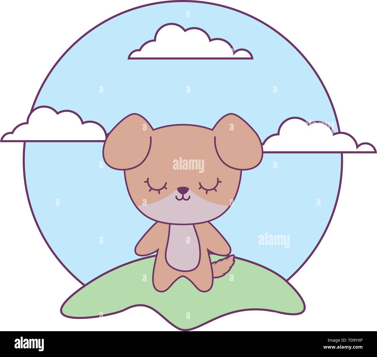 cute dog animal in landscape vector illustration design Stock Vector ...