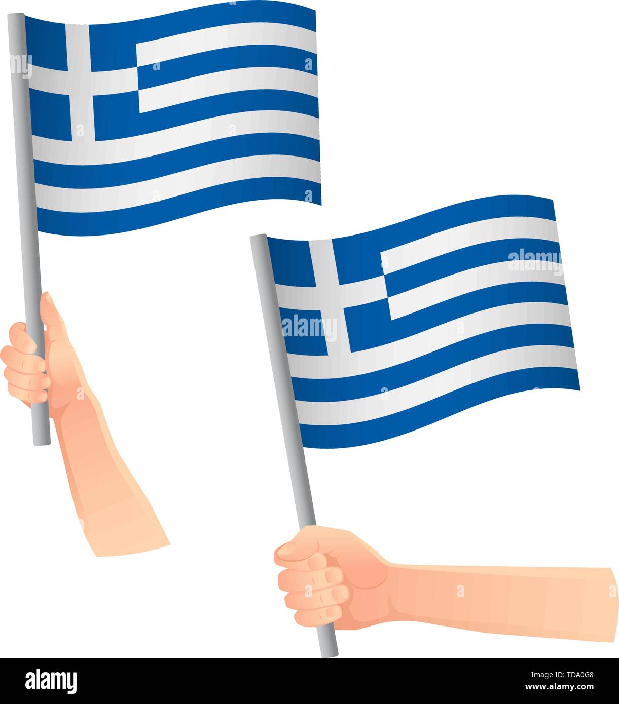 Greece flag in hand. Patriotic background. National flag of Greece ...