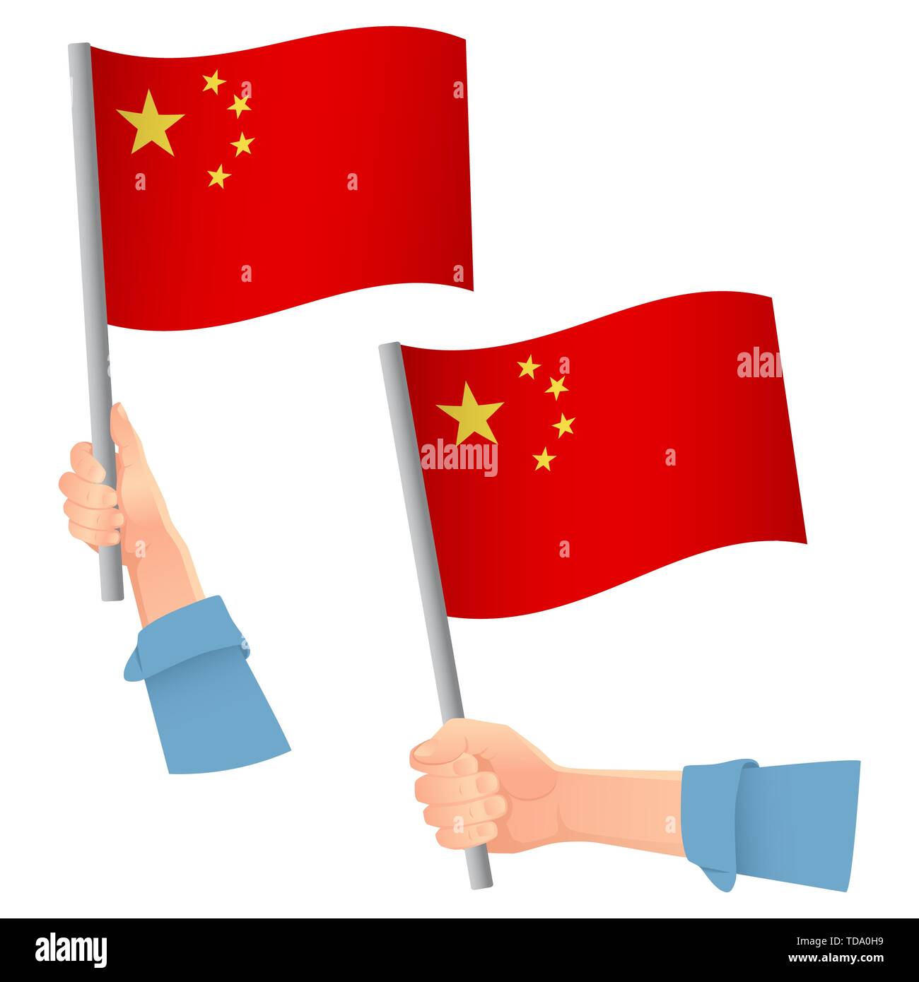 China flag in hand. Patriotic background. National flag of China ...