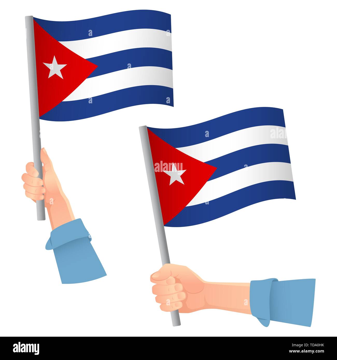 Cuba flag in hand. Patriotic background. National flag of Cuba ...