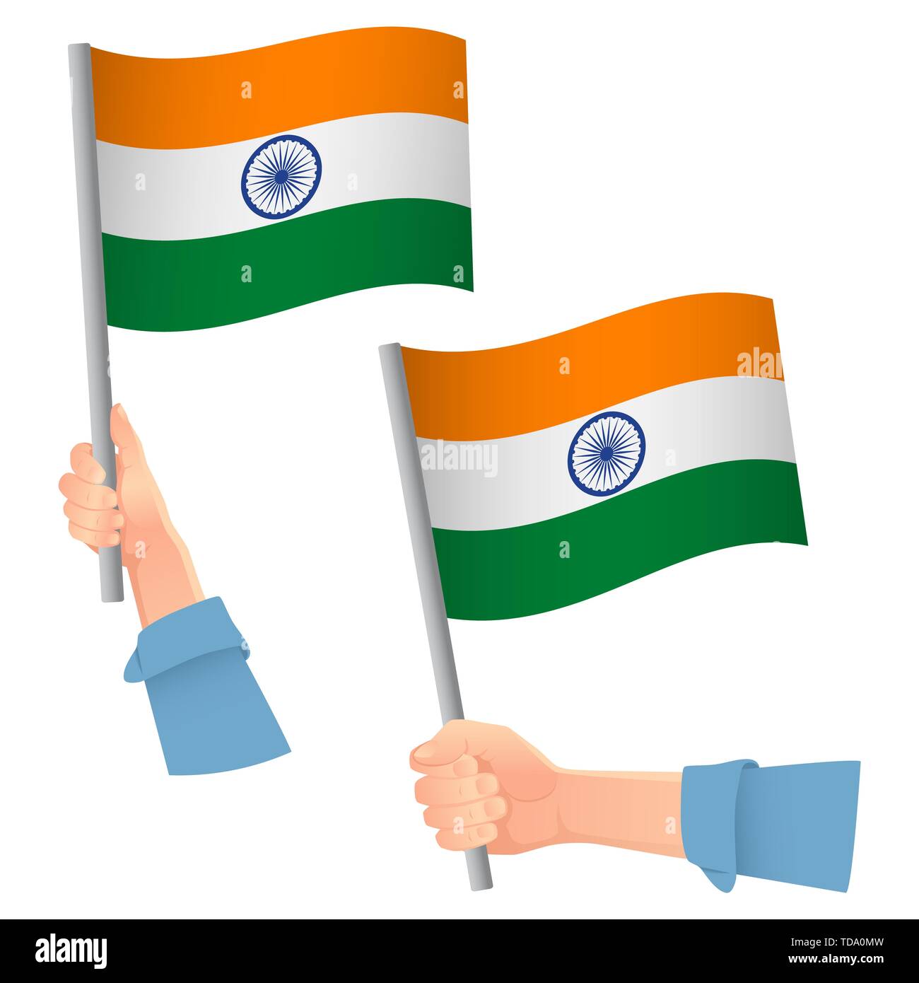 India flag in hand. Patriotic background. National flag of India ...