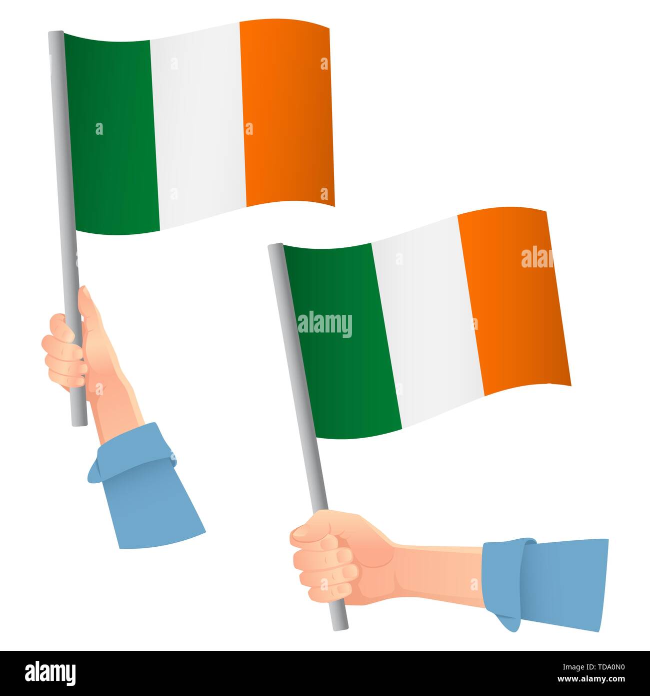 Ireland flag in hand. Patriotic background. National flag of Ireland ...